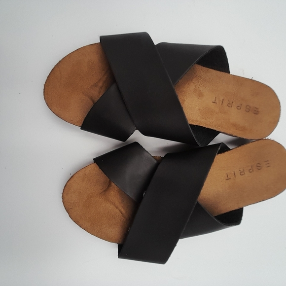 Sprit | Shoes | Sprit Sandles Siz 7 Black Open Back Slipon Leather ...